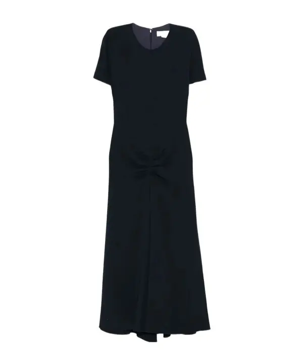 Victoria Beckham Gathered Crewneck Midi Dress