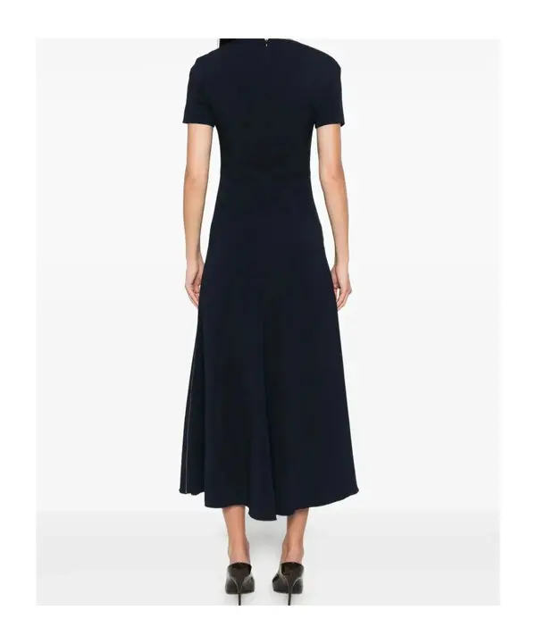 Victoria Beckham Gathered Crewneck Midi Dress