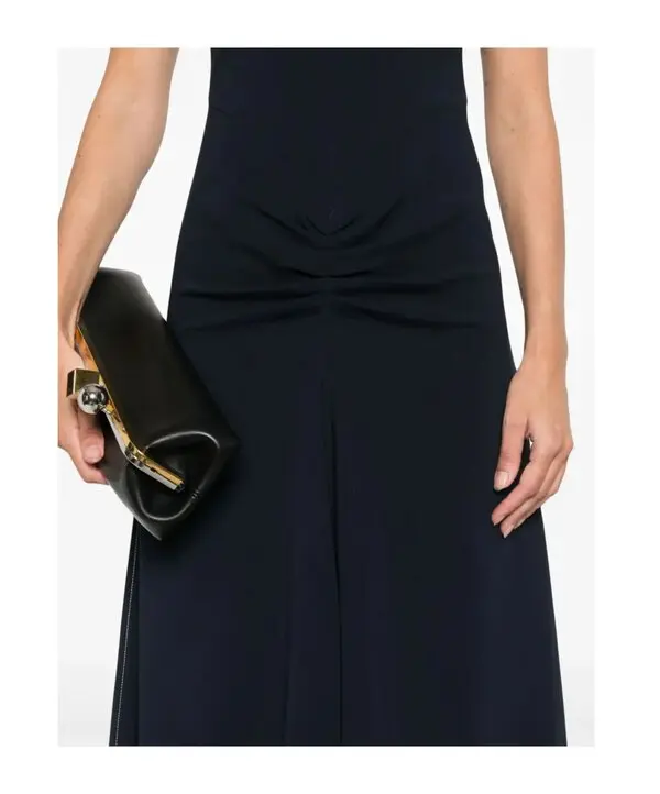 Victoria Beckham Gathered Crewneck Midi Dress