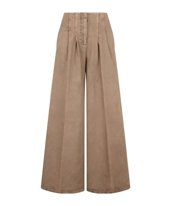 Peserico Wide-leg Pleated Denim Jeans