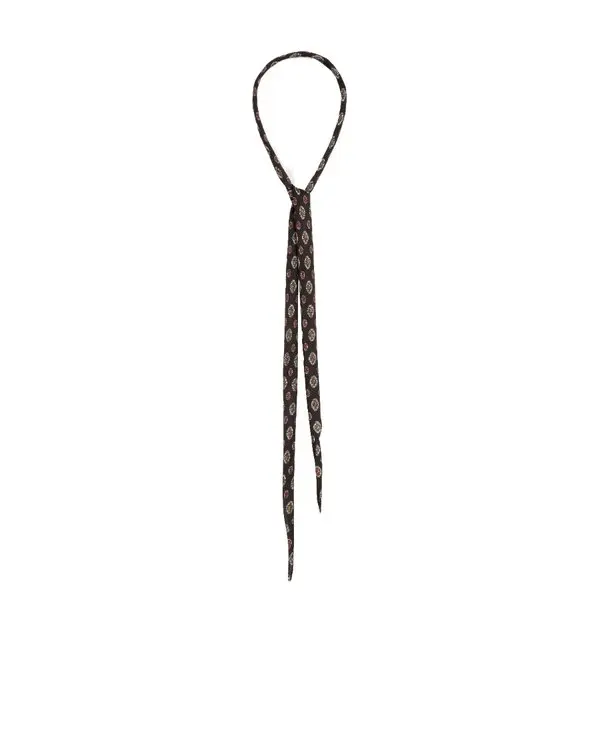 Celine Thin Scarf In Silk Charmeuse - Brown