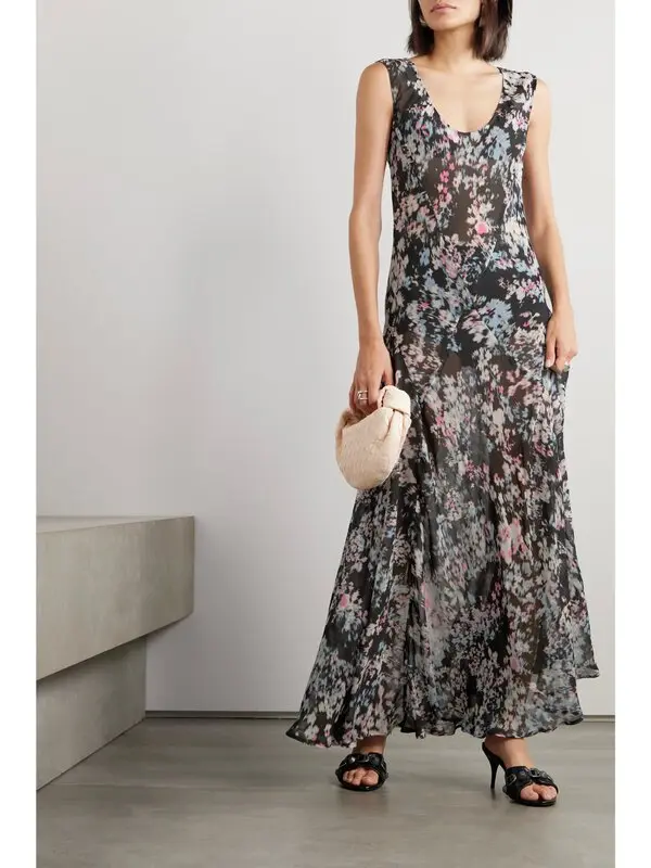 Dries Van Noten Sleeveless Floral Print Maxi Dress