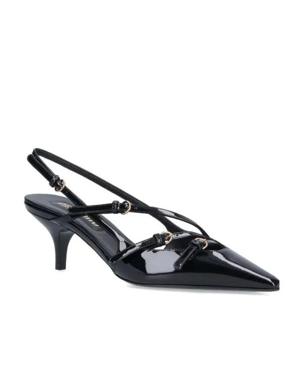 Miu Miu Pointed Toe Slingback Pumps - Black