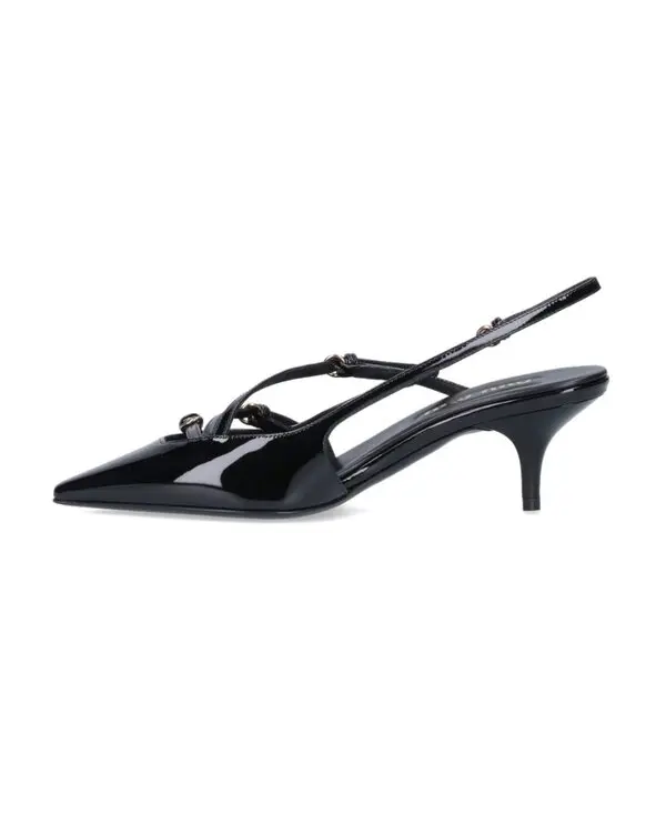 Miu Miu Pointed Toe Slingback Pumps - Black