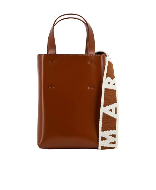 Marni Logo Printed Top Handle Bag - Brown