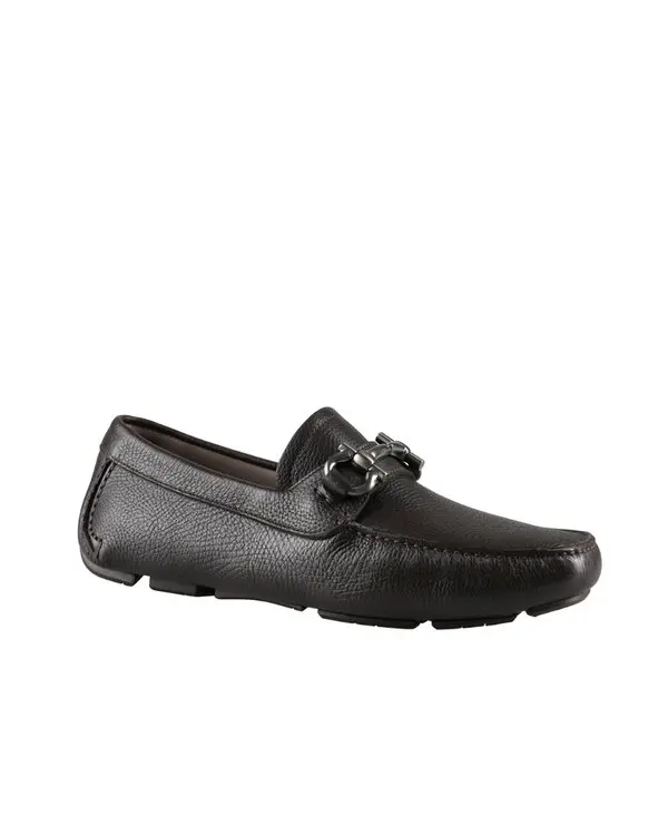 FERRAGAMO Gancini Logo Loafers - Black