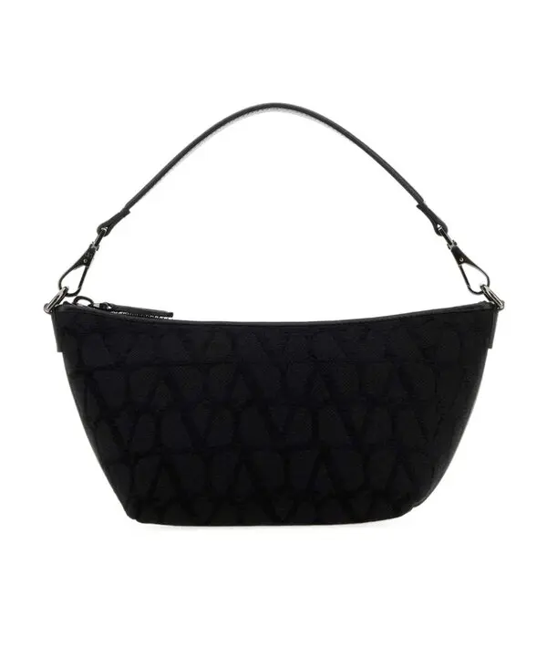 Valentino Garavani Toile Iconographe Zip-up Shoulder Bag - Black