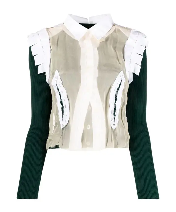 MAISON MARGIELA Deconstructed Shirt Jumper With Layered Design And Exposed Stitching