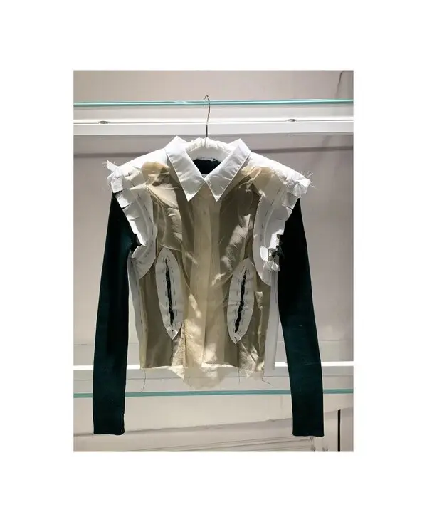 MAISON MARGIELA Deconstructed Shirt Jumper With Layered Design And Exposed Stitching