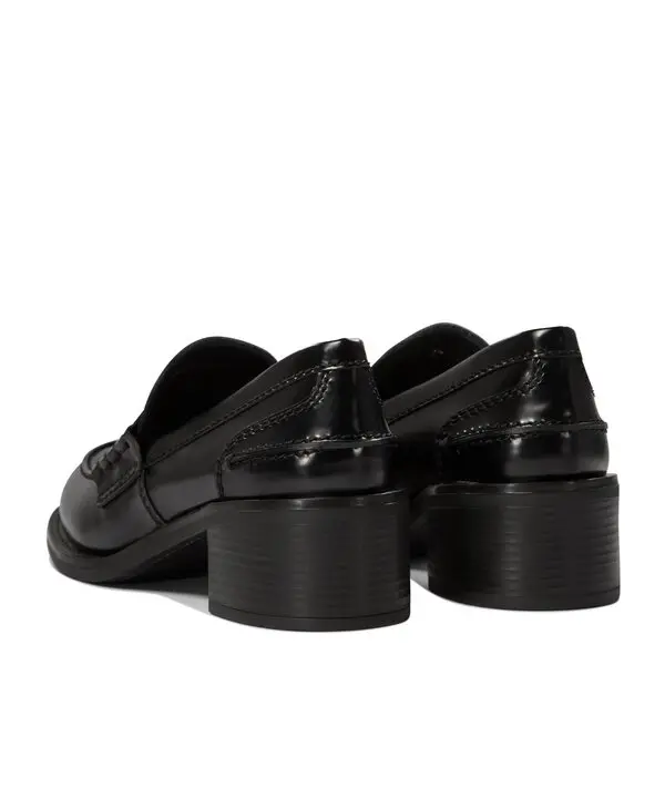 Miu Miu Brushed Leather Loafers With Logo Detail - Black