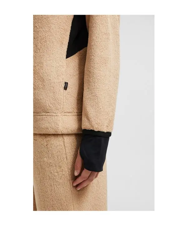Moncler Polartec Fleece Hoodie With Logo Detail - Light Brown