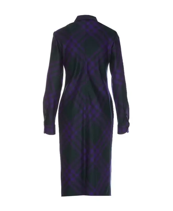 Burberry Long Sleeve Checked Shirt Dress - Black