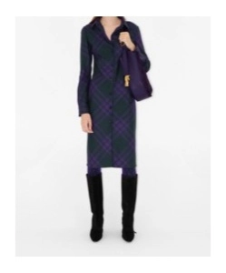 Burberry Long Sleeve Checked Shirt Dress - Black