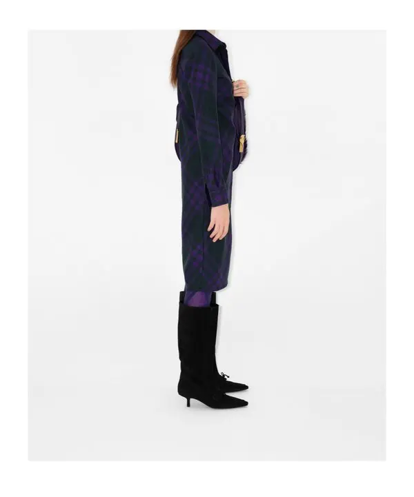 Burberry Long Sleeve Checked Shirt Dress - Black