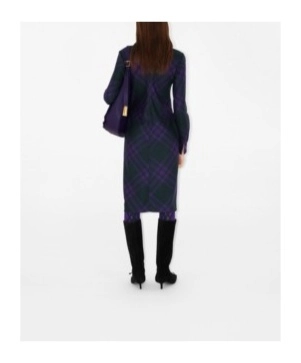 Burberry Long Sleeve Checked Shirt Dress - Black