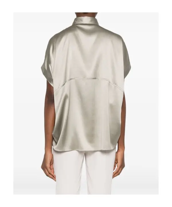 Brunello Cucinelli Short-sleeved Collared Blouse - Green