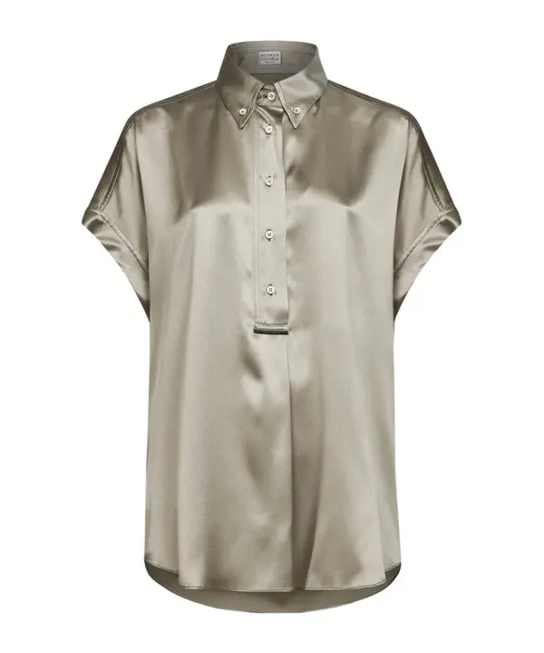 Brunello Cucinelli Short-sleeved Collared Blouse