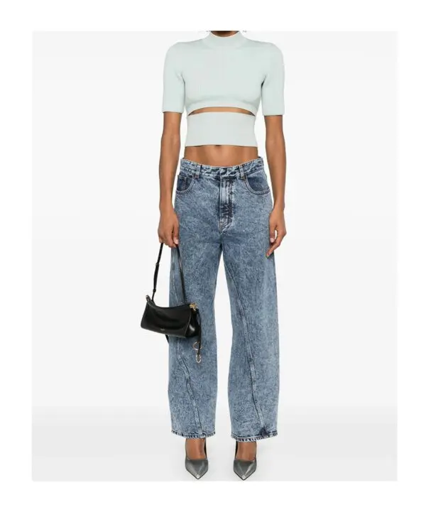 Alaïa Twisted Straight Cut Jeans - Blue