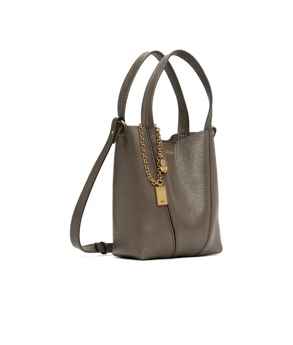 Chloé Small Spin Logo Printed Top Handle Bag - Brown