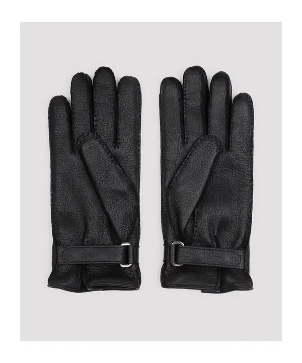Brioni Touch-strap Leather Gloves