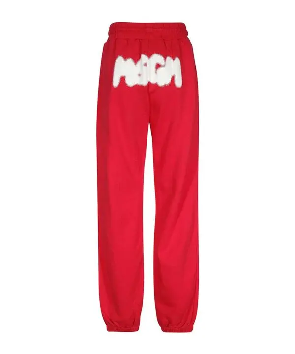 MSGM Logo Printed Drawstring Track Pants - Red