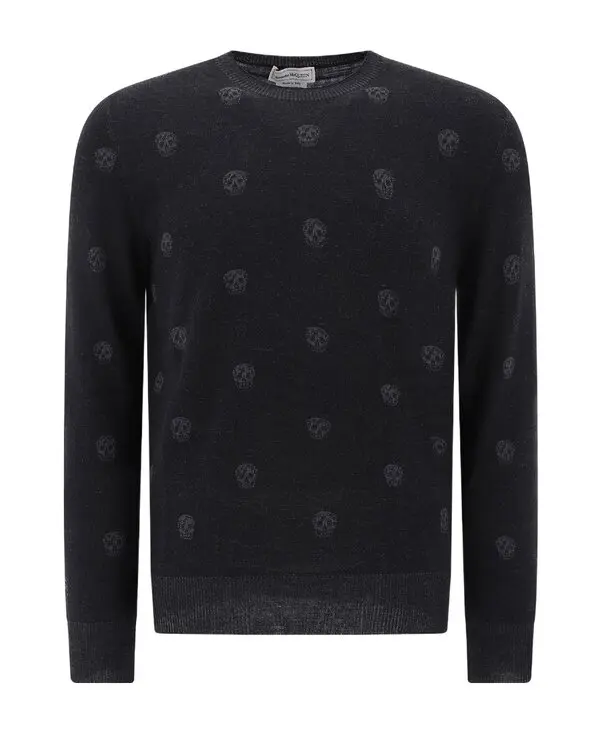 Alexander McQueen Skull Pattern Knitted Wool Sweater