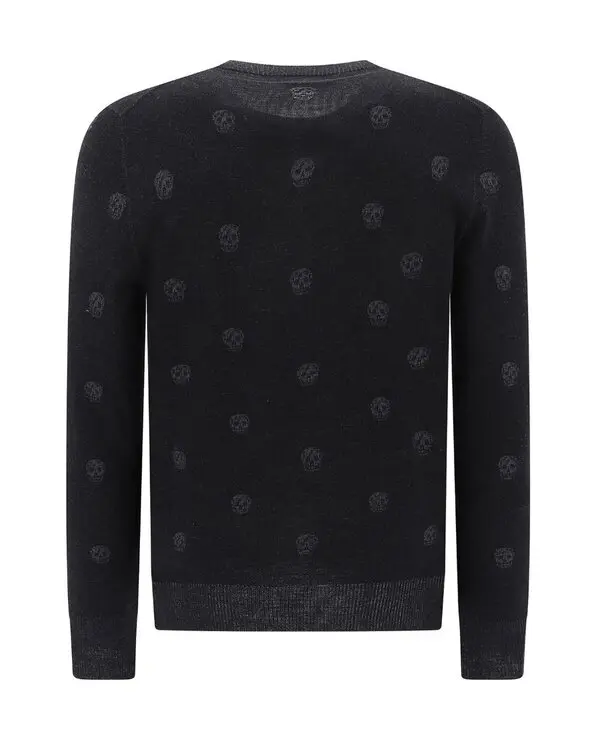 Alexander McQueen Skull Pattern Knitted Wool Sweater