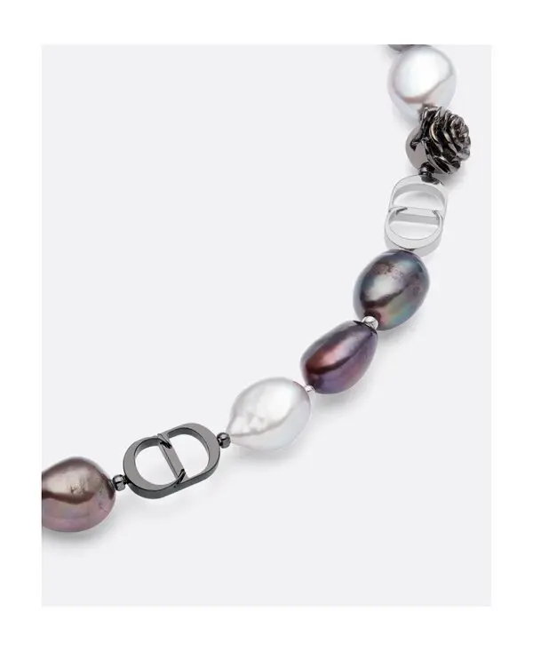Dior Roses Necklace With Freshwater Pearls And Cd Icon Logos
