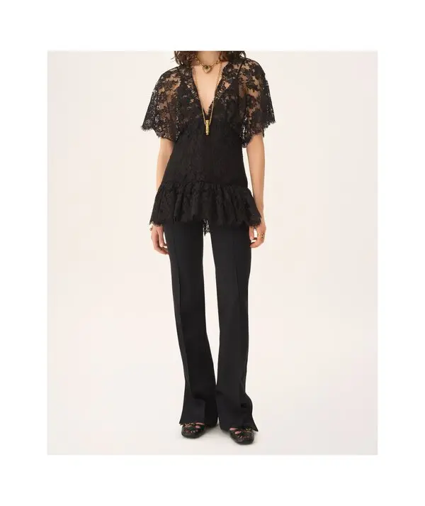 Chloé Lace Ruffle V-neck Top