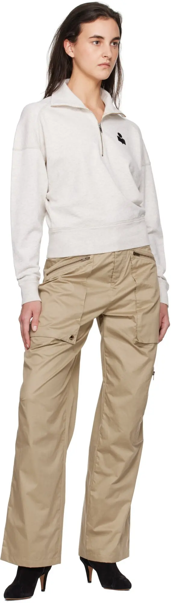 Isabel Marant Étoile Ross Logo Zip-up Sweatshirt - Nude