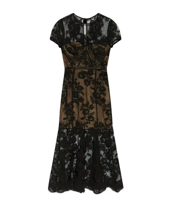 SELF-PORTRAIT Lace Bustier Midi Dress