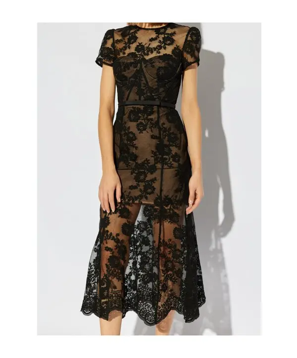 SELF-PORTRAIT Lace Bustier Midi Dress