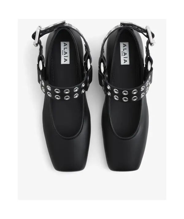 Alaïa Biker Ballet Flats With Double Tongue Buckles