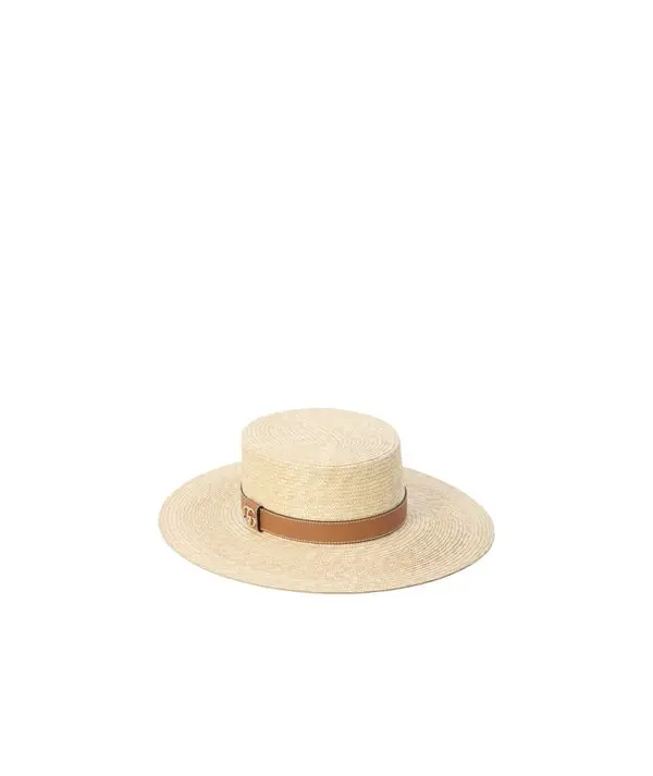 Gucci Logo Plaque Woven Hat - Nude