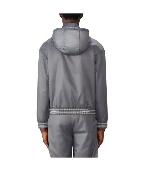 Thom Browne Ripstop Lightweight Jacket With Rwb Stripes And Logo Patch - Silver