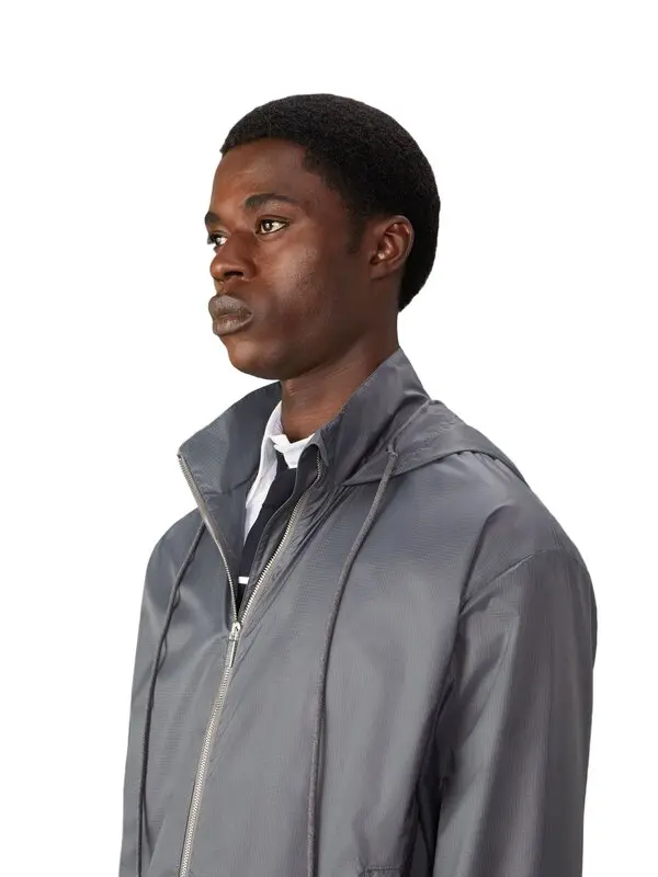 Thom Browne Ripstop Lightweight Jacket With Rwb Stripes And Logo Patch - Silver