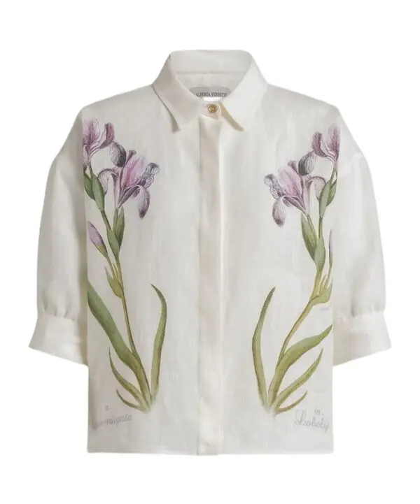 Alberta Ferretti Floral Print Linen Shirt
