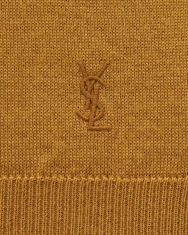 Saint Laurent Cassandre Embroidered Polo Shirt - Brown