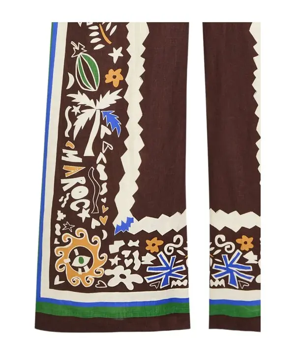 ALEMAIS Elasticated Waistband Printed Wide-leg Trousers - Red