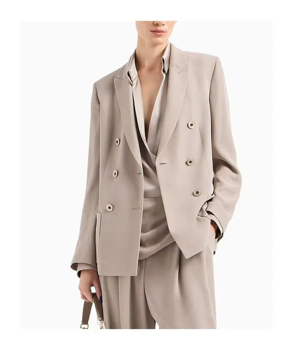 Giorgio Armani Double-breasted Blazer With Peak Lapels - Light Brown