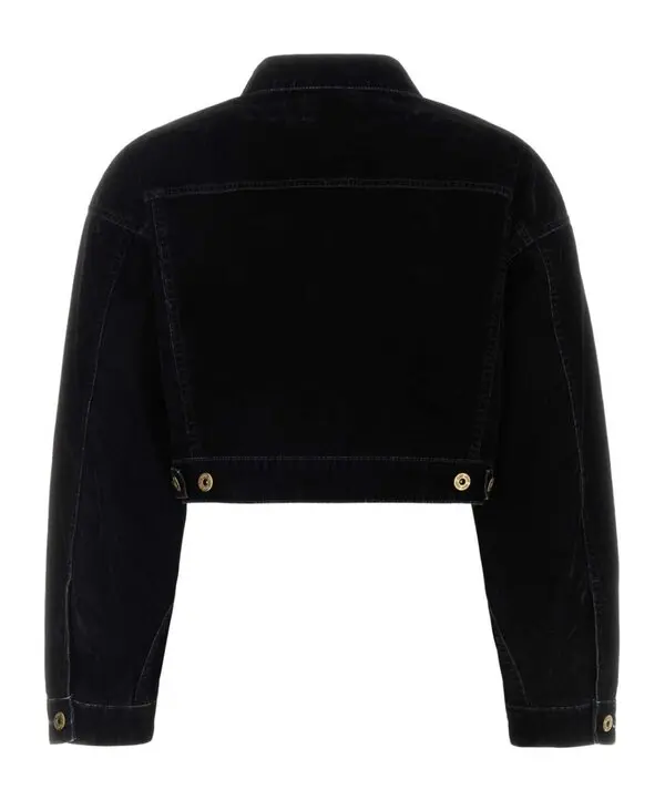 Miu Miu Cropped Velvet Jacket With Logo Detail