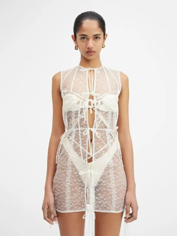 Jacquemus Sheer Ribbon Mini Dress