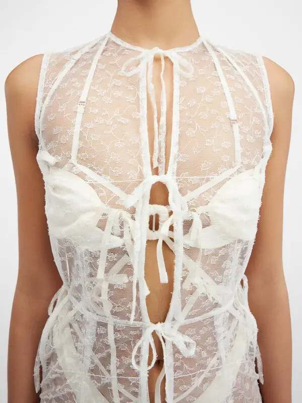 Jacquemus Sheer Ribbon Mini Dress