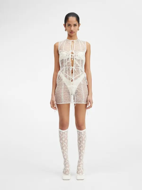 Jacquemus Sheer Ribbon Mini Dress