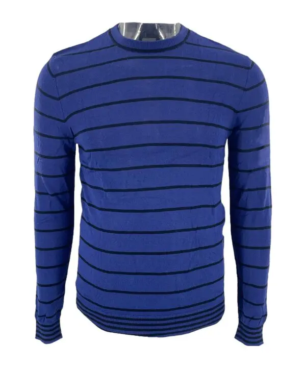 Emporio Armani Striped Crew Neck Sweater - Blue