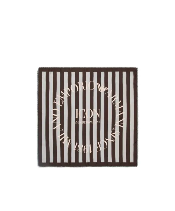 Emporio Armani Logo Printed Fringed Scarf - Green
