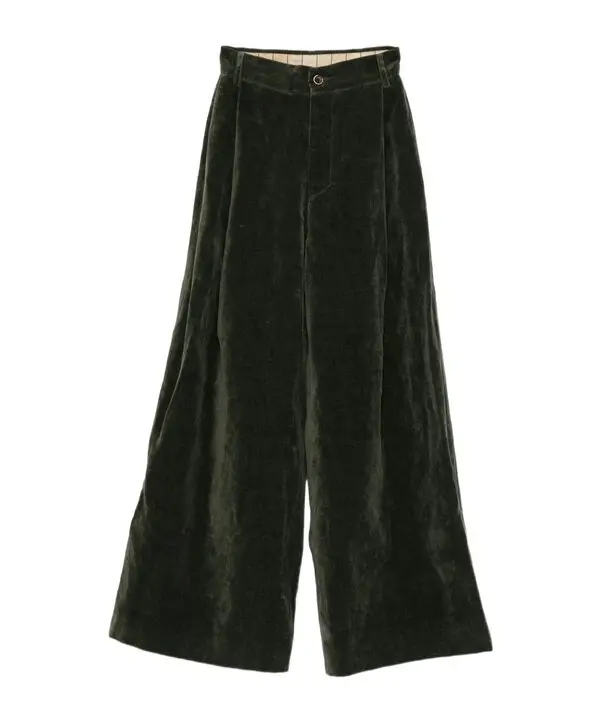 UMA WANG Velvet Texture Pleated Front Wide Leg Slacks - Green