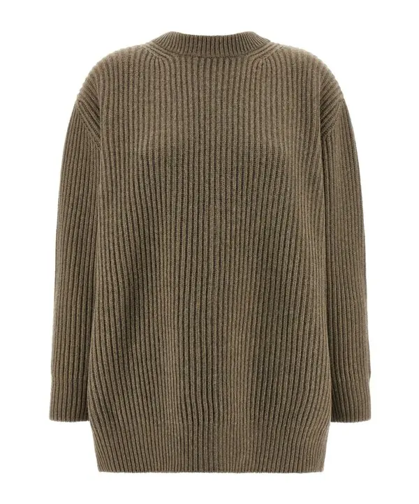 MAISON MARGIELA Crewneck Knitted Jumper With Back Ruching - Beige