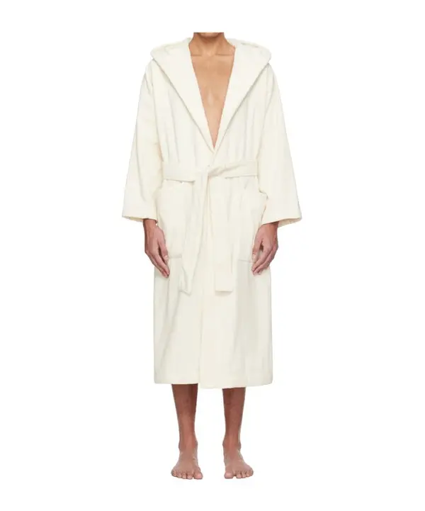 TEKLA Lace-up Bathrobe - Ivory White