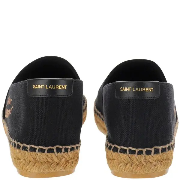 Saint Laurent Logo Embroidered Espadrilles - Black